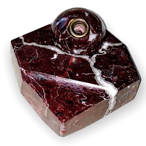 Office | Vtg Italian Merlot Marble Pen Rest Natural Stone Executive ...